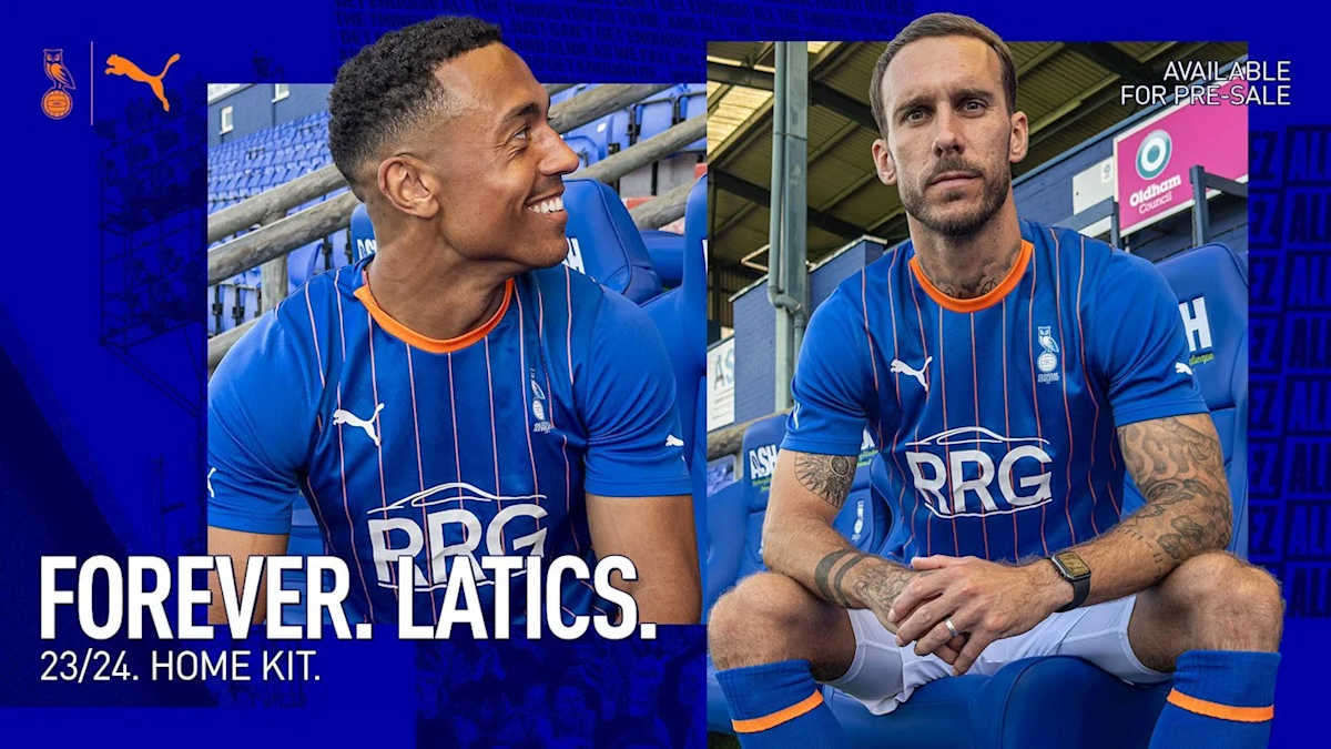 RRG Sponsored Oldham Athletic Home Kit Revealed